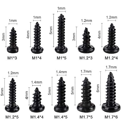 Small Screws M1 M1.2 M1.4 M1.7 Mix Carbon Steel PA Phillips Head Micro Screws Phillips Cross Pan ...