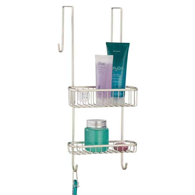 mDesign Over Door Shower Caddy - Practical Shower Shelves - No Drilling ...