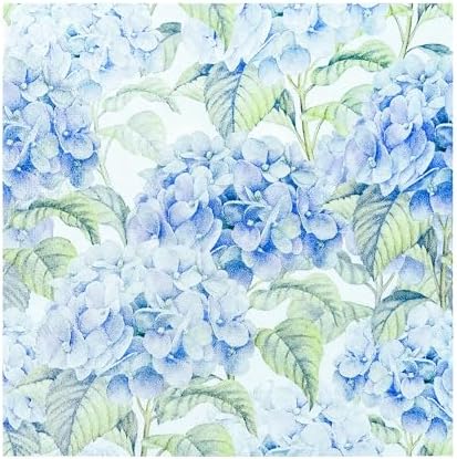 100Pcs Hydrangea Floral Paper Napkins Blue Hydrangea Disposable Dessert ...
