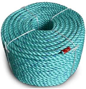 CWC Blue Steel Floating Co-Polymer Utility Rope, Teal W/Dk Blue Tracer ...