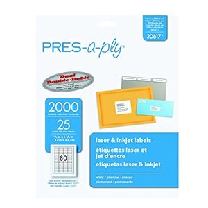 Amazon.com : Pres-a-ply Laser Address Labels, 0.5 x 1.75 Inches, White ...