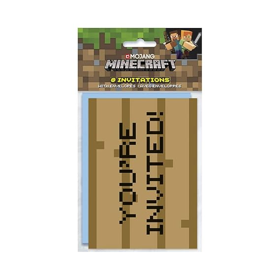 Minecraft Birthday Party Postcard Invitations with Envelopes 8 Pack ...