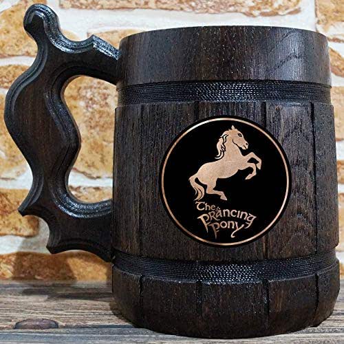 Amazon.com: Prancing Pony Mug, LOTR Gift, The Prancing Pony Wooden Beer ...