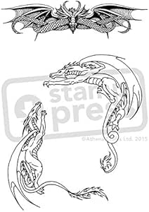 Amazon.com: A6 'Dragon Corners & Border' Unmounted Rubber Stamp ...