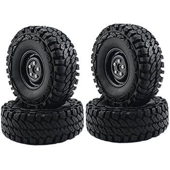 Amazon.com: LAFEINA 1.9 Inch Plastic Wheels & Tires Set 114MM RC Rubber Tyres for 1/10 RC ...
