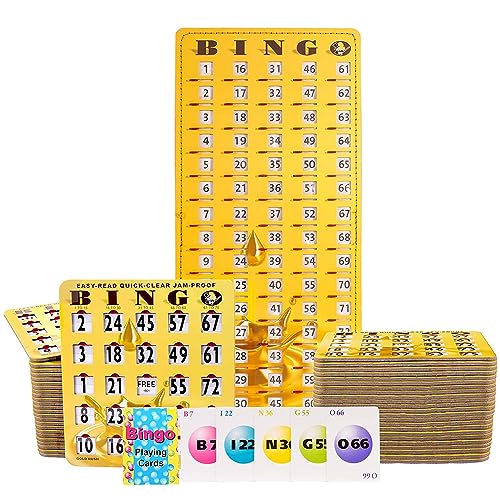 MR CHIPS Jam-Proof Bingo Cards with Sliding Windows, 50 Reusable Bingo ...