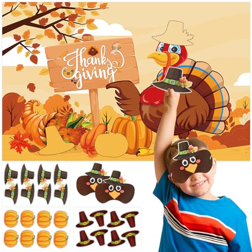 VOCOOL Thanksgiving Games for Kids Pin The Hat on The Turkey ...