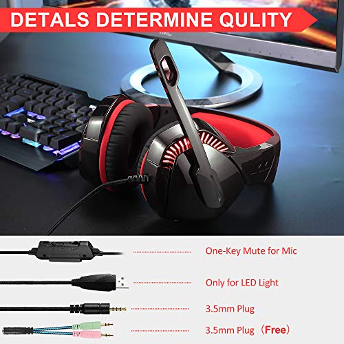 PS4 Gaming Headset with 7.1 Surround Sound, Xbox One Headset with Noise ...