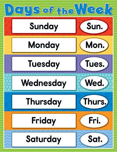 DAYS OF THE WEEK CHART Carson Dellosa Publishing Amazon es Libros