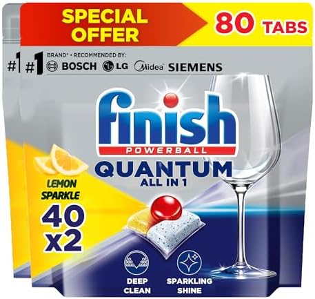 Finish Powerball Quantum Dishwasher Detergent, Lemon Sparkle Scent, 40 ...