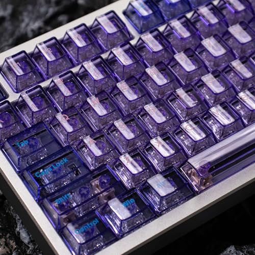SUEHIODHY Crystal Purple Clear Keycaps Set, 156 Keys Cherry Profile ...