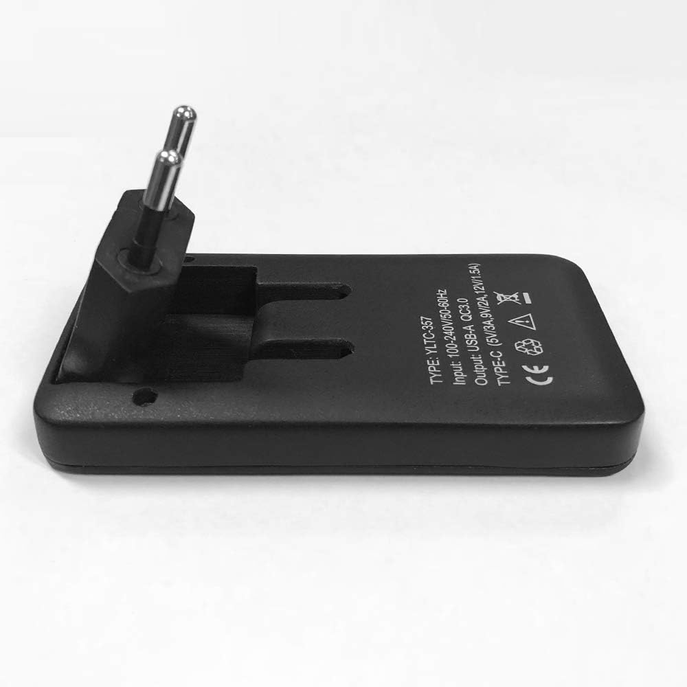 Black Travel Fast Adapter Flat Slim Type-c Folding Plug Phone Port USB ...
