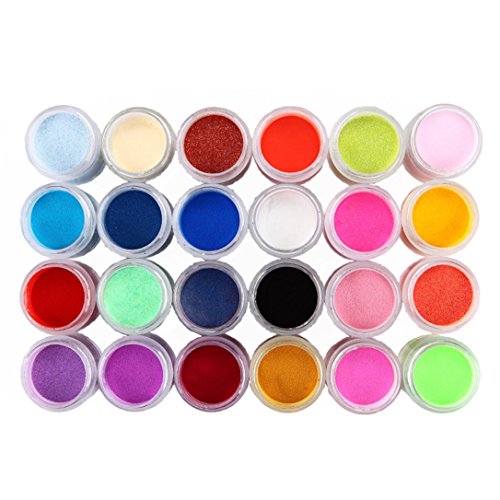 24PCS Acrylic Powder Set, 24 Colors Professional Polymer Acrylic Nail ...