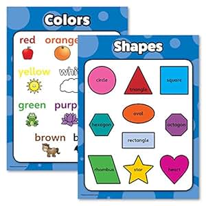 Amazon.com : Shapes & Colors Poster Chart Set for Kids - LAMINATED ...