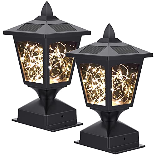 PORRIFI Solar Post Lights, 30 Pcs Bright LED, 4 Amorphous Silicon Solar ...