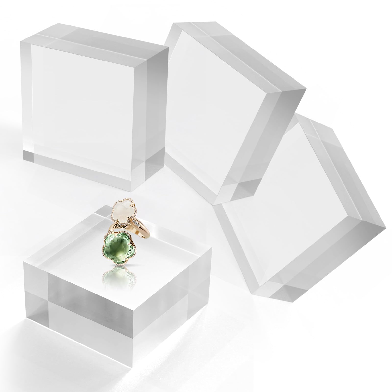 SAMYUCHO Acrylic Base Stand 4 Pieces Acrylic Blocks for Display 4 X 4 X ...