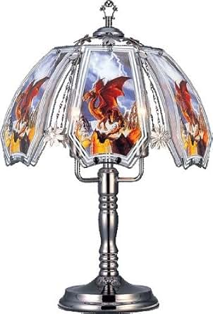 23.5"h Glass Red Dragon Lighting Theme Black Chrome Base Touch Lamp ...