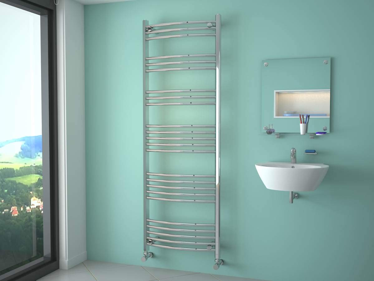 VeeBath Westbury Curved Heated 22mm Towel Rail Radiator 600x1800 Chrome ...