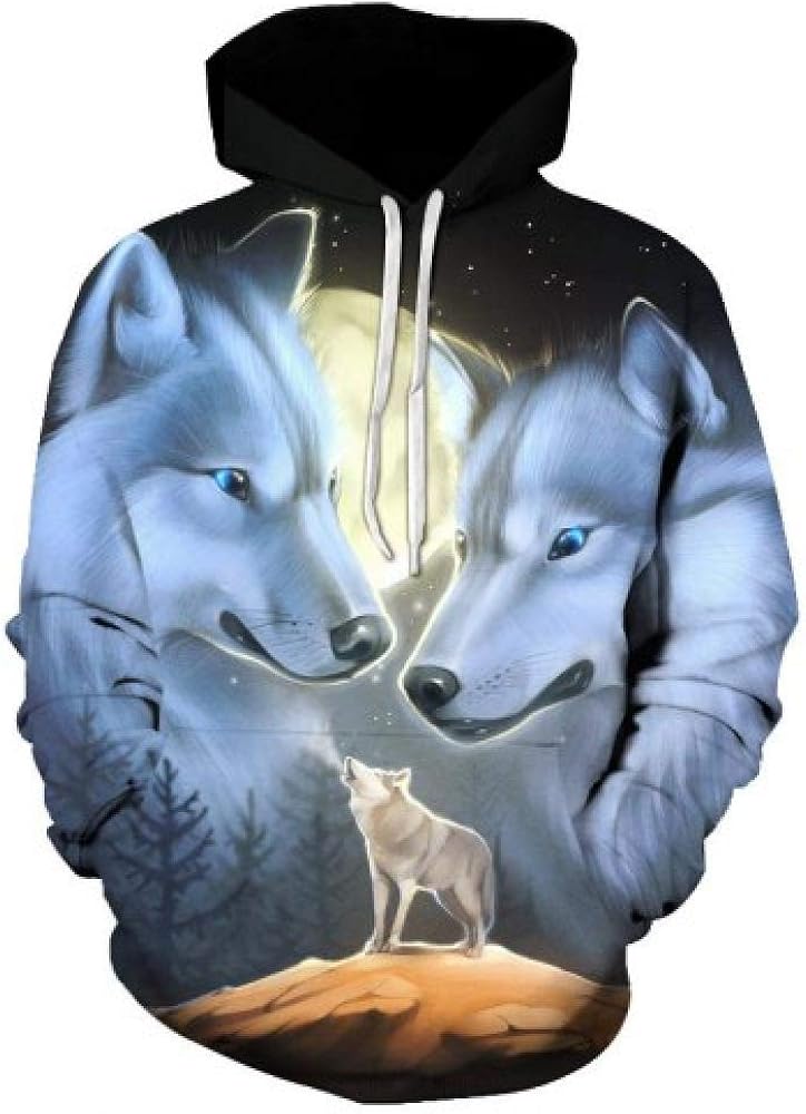 Sudaderas con Capucha con Estampado De Lobo para Hombre, Sudaderas con ...