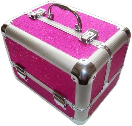 Sparkly Hot Pink Aluminium Beauty Make up Vanity Case Box Nail hair Box ...