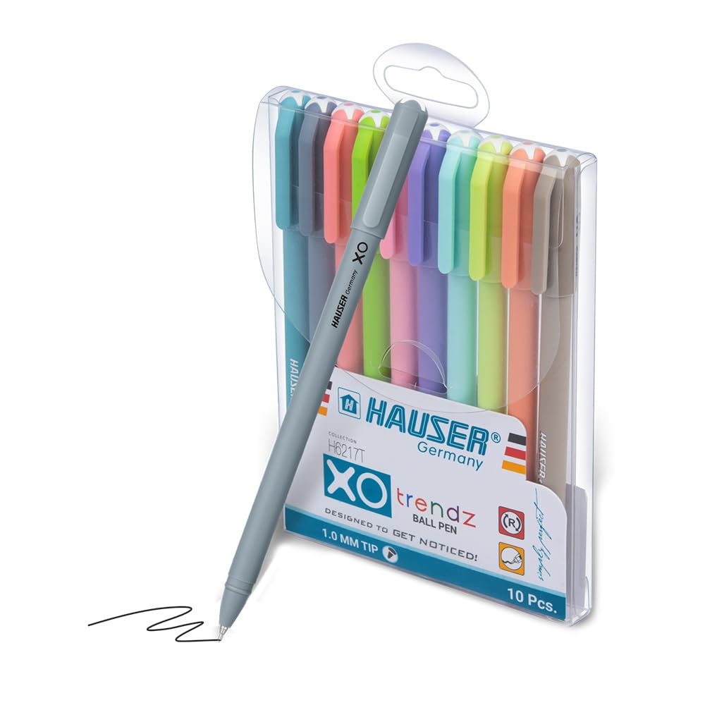 HAUSER XO Trends Ball Pen Set – 10 Assorted Colors, 1.00mm Tip, 11 x 1. ...