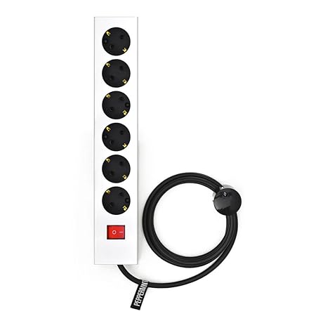 PLUG 6 Weiss | 6er MEHRFACH-STECKDOSEN-LEISTEN m. Schalter | schöne ...