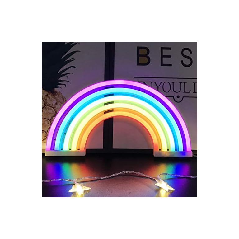 Rainbow Neon Light Sign,5 Colors-Rainbow LED Lamp Wall Sign for Cool ...