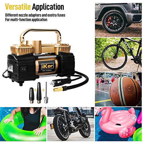 iKer Portable Air Compressor Heavy Duty Tire Inflator for Car, Truck ...
