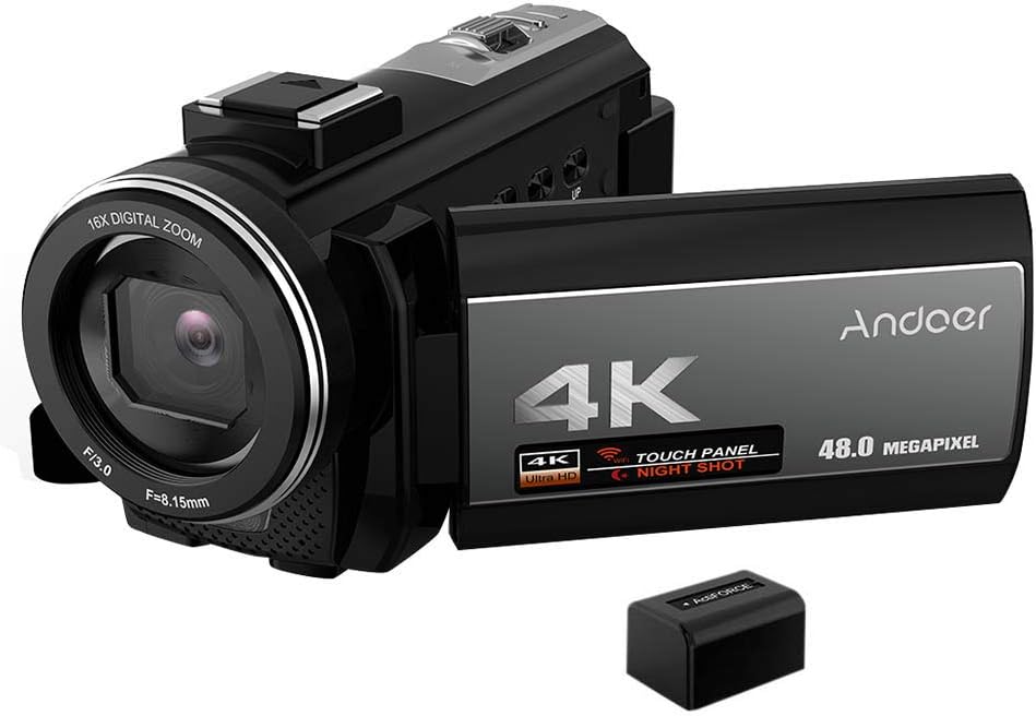 Andoer Caméscope Numerique 4K ave Batterie, Camescope WiFi, Vision ...