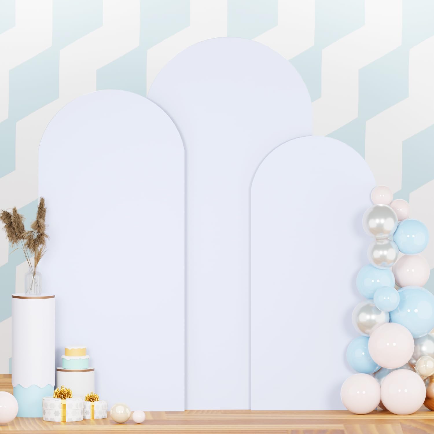 PATYDEST Arch Cover Set of 3 White Wedding Arched Backdrop Cover 4ft ...