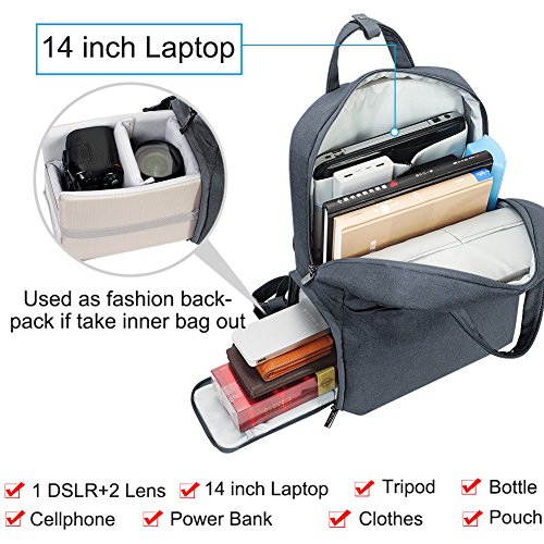 CADeN Camera Backpack for DSLR/SLR Waterproof w/USB Charging Port ...