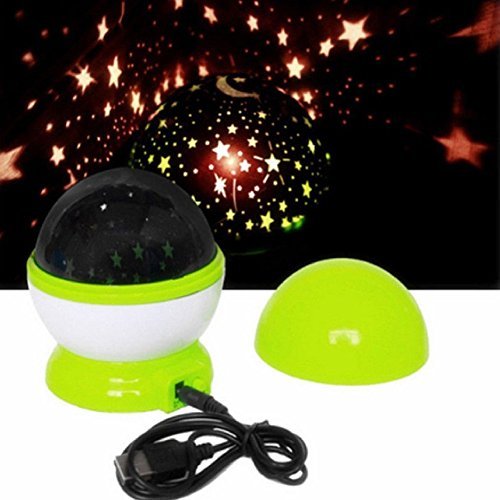 Rotating Romantic Star Moon Sky Cosmos Night Projector Light Lamp Green ...