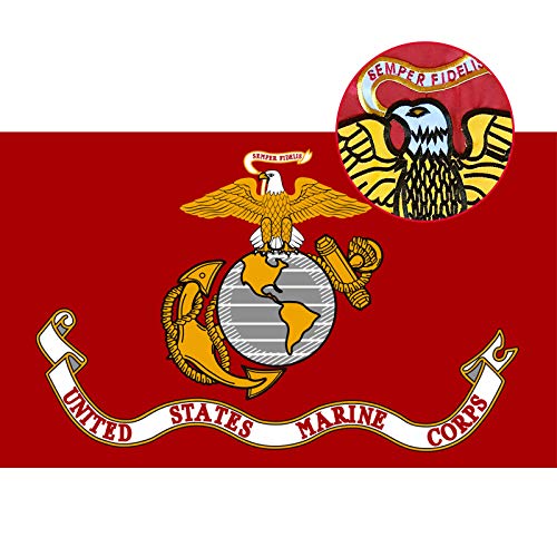 Marine Corps Flag Embroidered USMC 3x5 Ft- Double Sided and Double ...