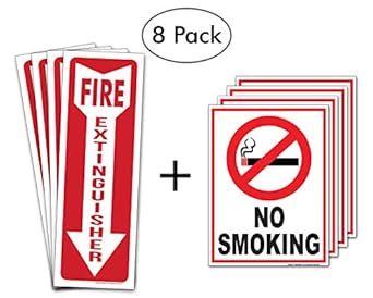 (8 Pack) FIRE SAFETY BUNDLE - (Set of 4) 4" x 12" Fire Extinguisher ...