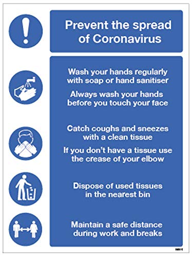 Prevent the spread of coronavirus sign – wash hands, use tissues, use ...