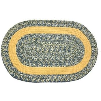 Amazon.com: Oval Braided Rug (3'x5'): Williamsburg Blue, Yellow & Cream ...