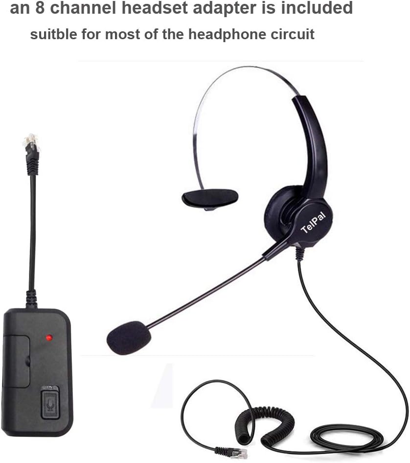 Telephone Headset, TelPal Noise Cancelling Headset with Mic for Call ...