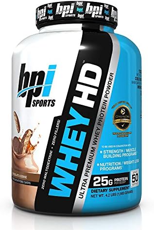 BPI Sports HD Ultra Premium Whey Protein Powder, Chocolate Cookie, 4.2 ...