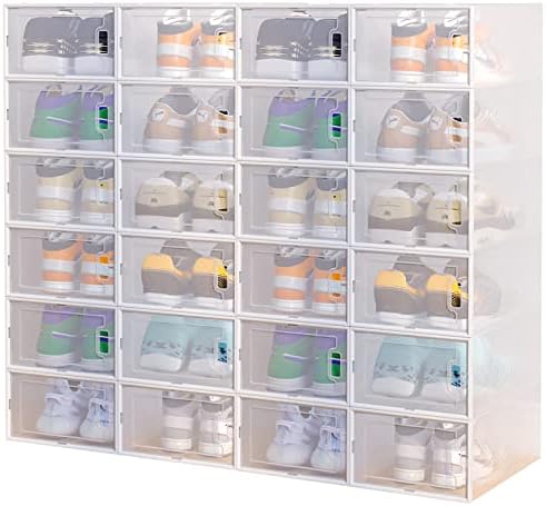 DAYONG Shoe Storage Box Shoe Box, 24 Pack Clear Plastic Clamshell ...