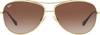 Amazon.com: Ray-Ban RB3293 Metal Pilot Sunglasses, Gold/Dark Brown ...