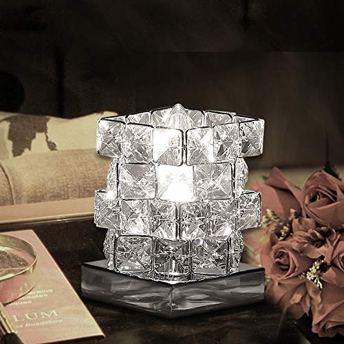 YOUNG&TAYLOR Small Crystal Table Lamp Modern Silver Table Light,Chrome ...