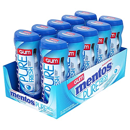 Mentos Pure Fresh Sugar-Free Chewing Gum with Xylitol, Fresh Mint, 15 ...