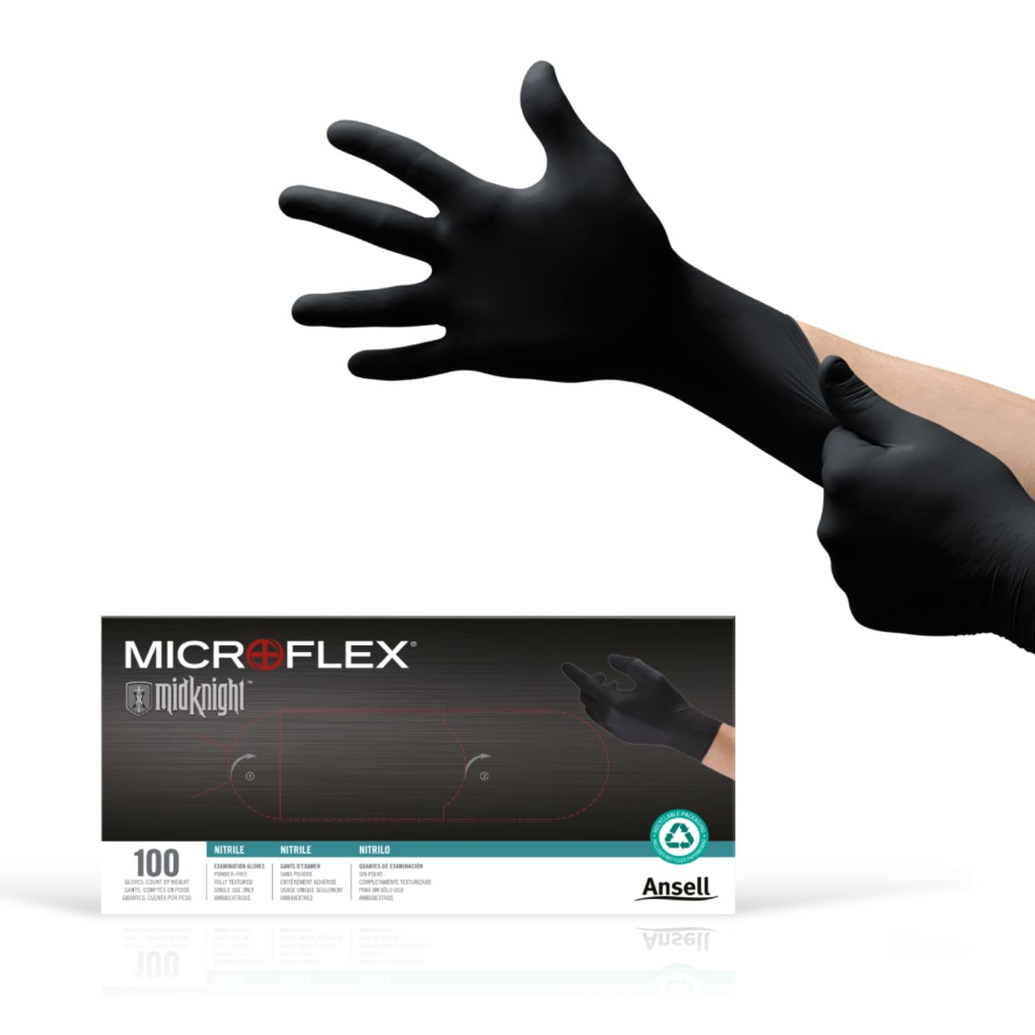 Ansell Microflex MidKnight MK-296 Disposable Nitrile Gloves for ...