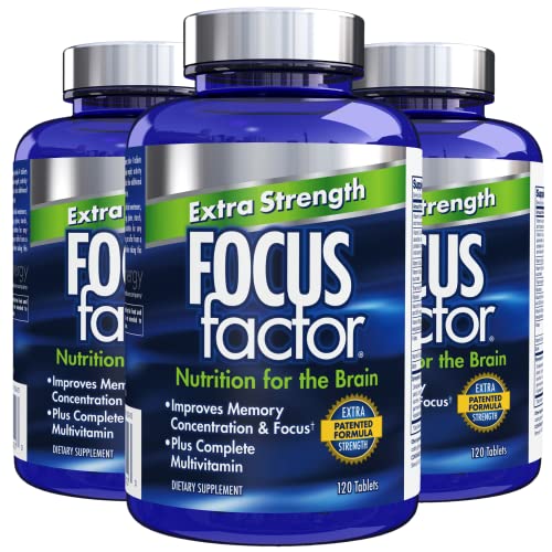Focus Factor Adults Extra Strength, 120 Count- Brain Supplement for Memory, Concentration, Focus ...