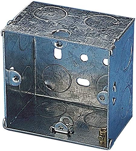Single 1 Gang Galvanised Metal Back Box 47mm Deep Flush Mount Pattress ...