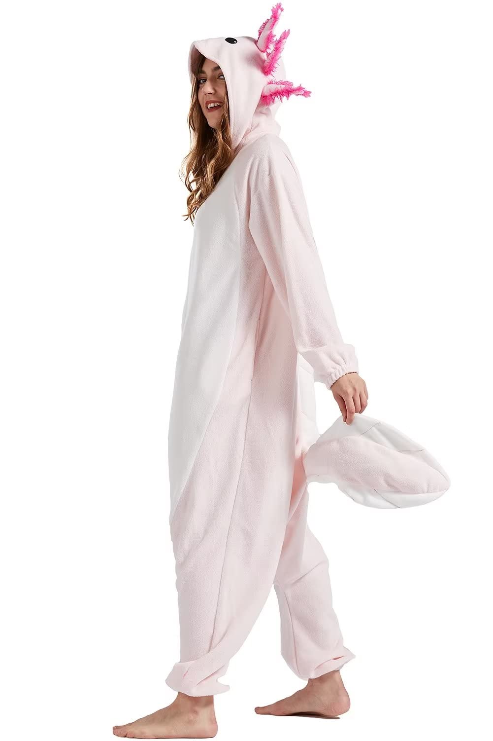 DarkCom Axolotl Onesie For Kids,Flannel AnimalCosplay Halloween Costume ...