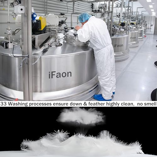 iFaon Hotel Goose Down Feather Pillows Standard Size Set of 2 Pack ...