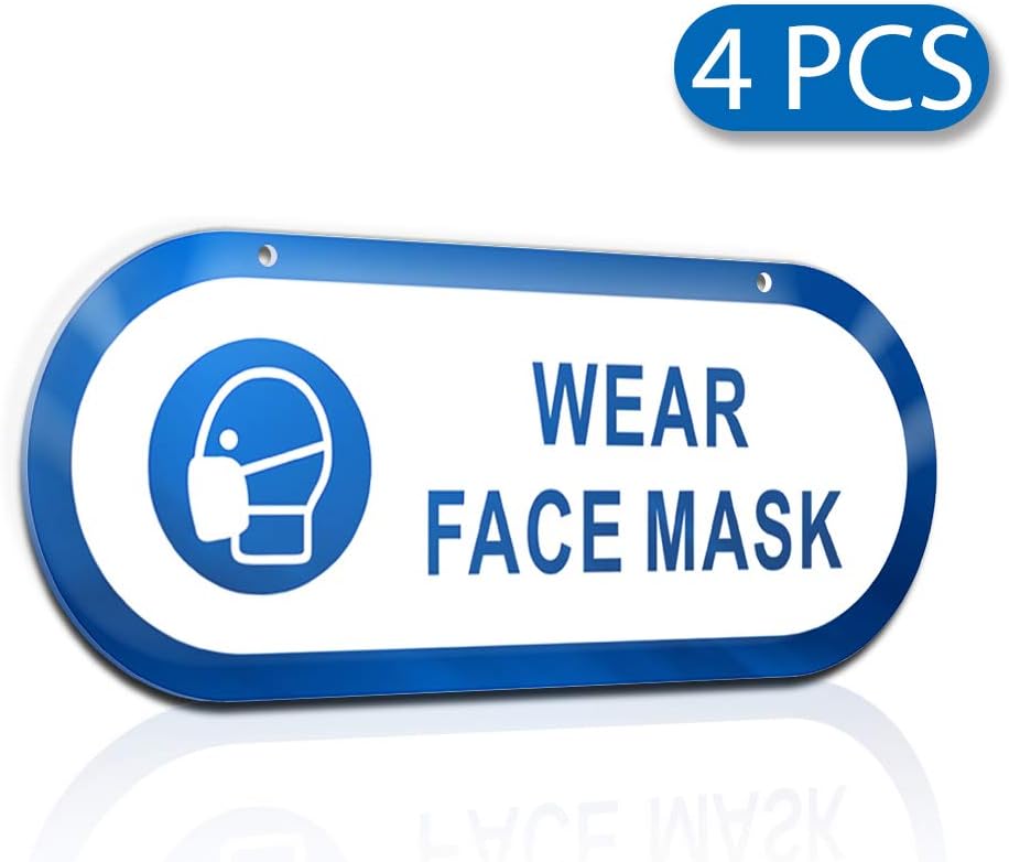 Amazon.com: Wear Face Mask Warning Sign Plastic Safety Sign with 3M Gel ...