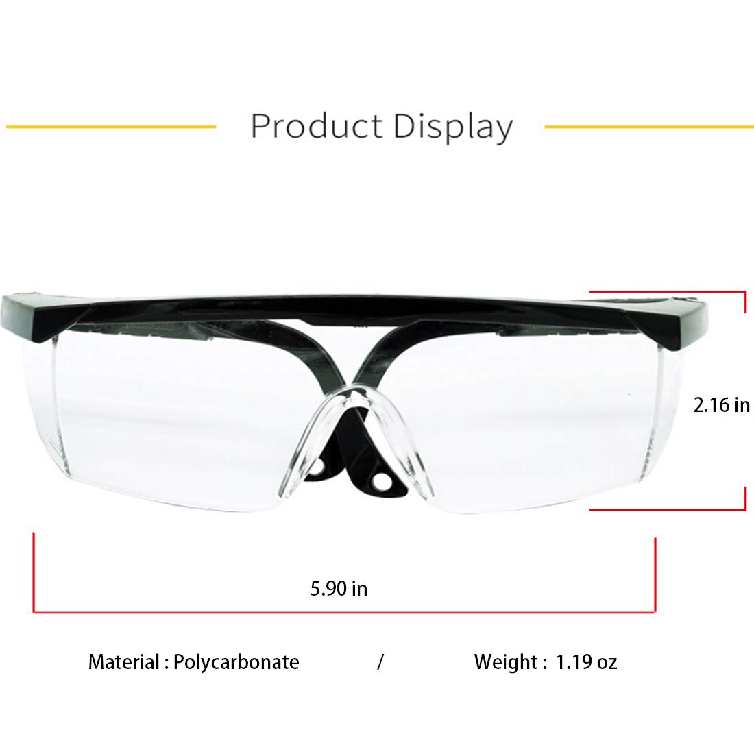 Clear Safety Goggles Anti-fog Transparent Lens Safety Glasses UV ...