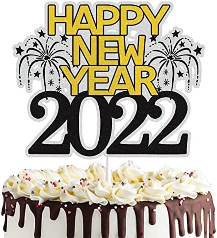 keweya Happy New Years 2022 Cake Toppers Black Gold Cheers to 2022 ...